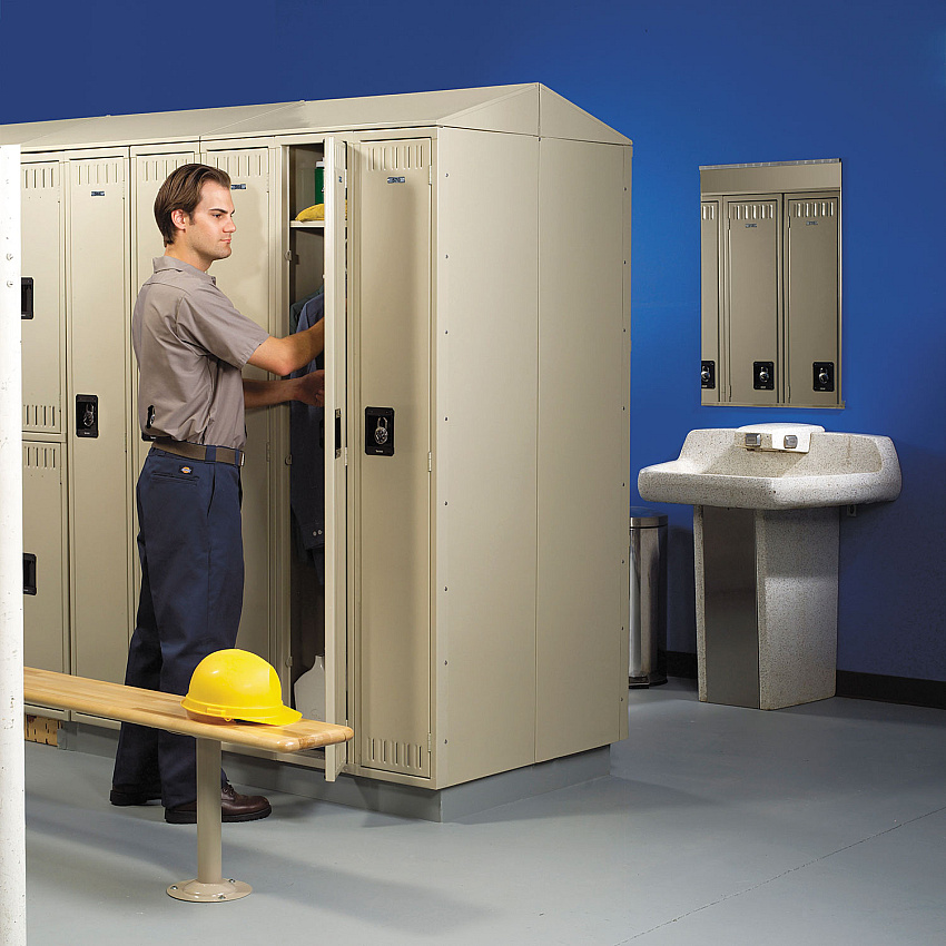 Tennsco Double Tier Locker, Single Stack, 12w x 18d x 72h, Medium Gray ...