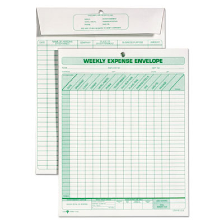 TOPS Weekly Expense Envelope, 8 1/2 X 11, 20 Forms (TOP1242)