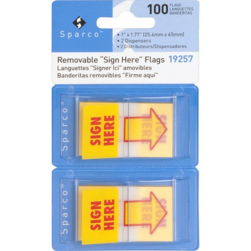 Sparco Pop-up Sign Here Flags in Dispenser (SPR19257)