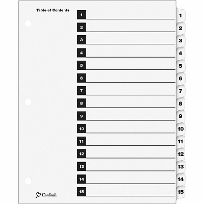 Cardinal OneStep Numbered Index System (61513CB) | SuperWarehouse.com
