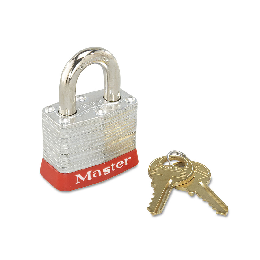 Master Lock Steel Body Safety Padlock, 4 Pin Tumbler, Steel/Red (MLK3RED)