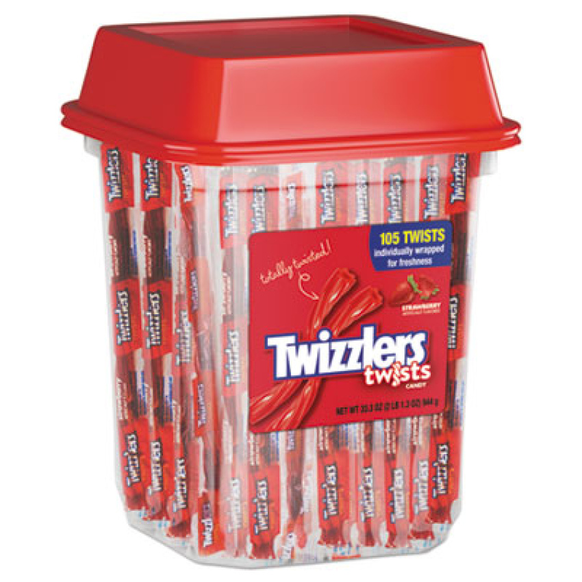 Strawberry Twizzlers Licorice, Individually Wrapped, 2lb Tub (TWZ51902)