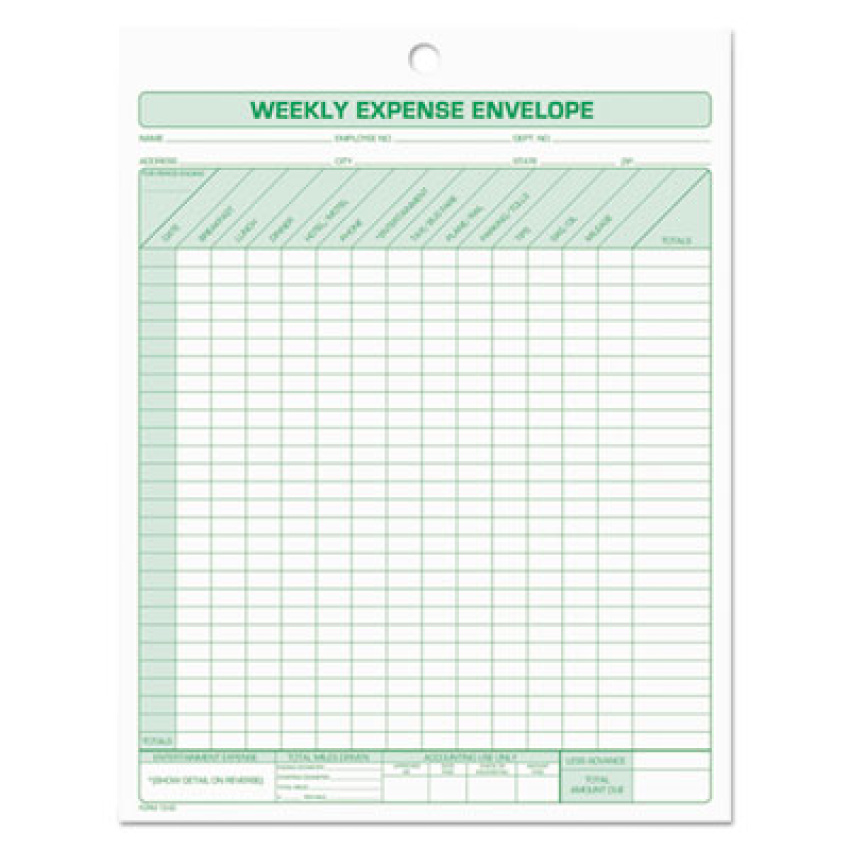 TOPS Weekly Expense Envelope, 8 1/2 X 11, 20 Forms (TOP1242)