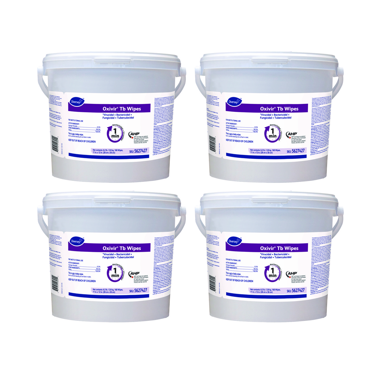 Diversey Oxivir TB Disinfectant Wipes, 11 x 12, White, 160/Bucket, 4 ...